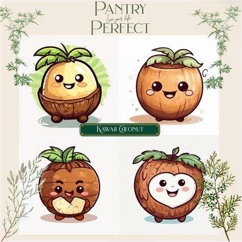 Cute Kawaii Coconut Clipart Sticker Sticker Templates 4 Printable
