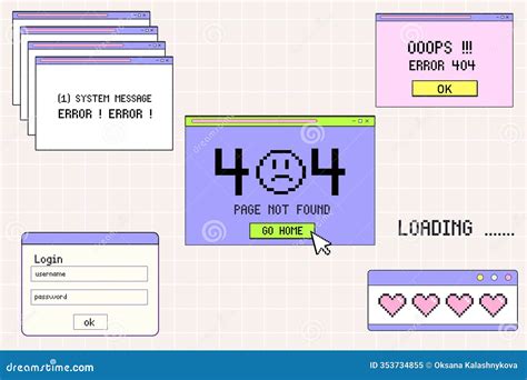 Login Retro Ui Form Design Vector Sign In Page Template From 90s Old