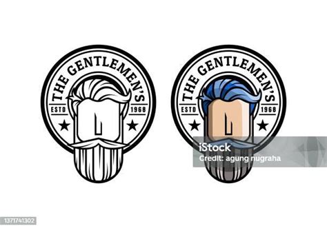 로고 신사 이발소 벡터 일러스트 템플릿 은 모든 산업에 적합 검은색에 대한 스톡 벡터 아트 및 기타 이미지 검은색 고급 고전 양식 Istock