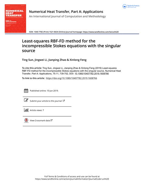 Pdf Least Squares Rbf Fd Method For The Incompressible Stokes