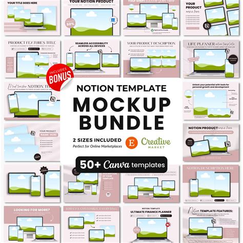 notion template canva mockups bundle notion mockup canva templates etsy listing template