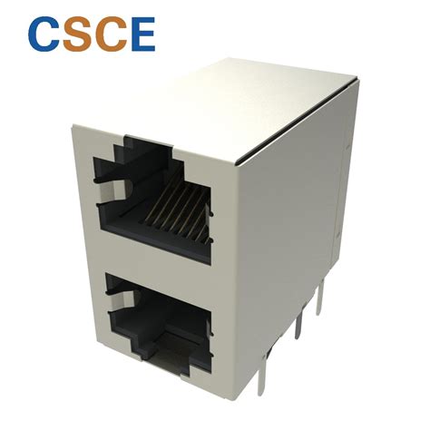 2X1 Ports 8p Stacked RJ45 PCB Connector Modular PCB Jack RJ45 Connector And RJ45 Jack