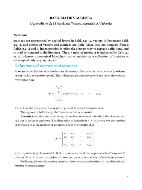 Basic Matrix Algebra Pdf Matrix Mathematics Determinant