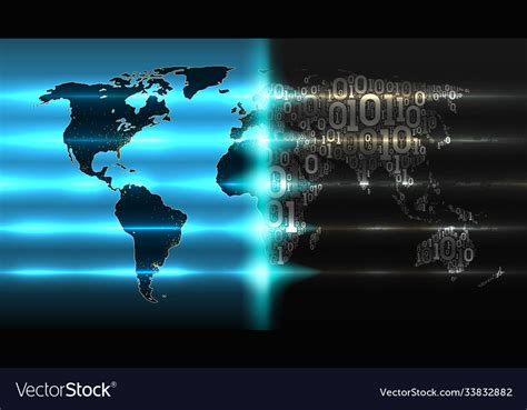 World Map With Continents From A Binary Code Vector Image