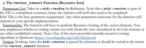 solved help me write a functon recursive vector resort and