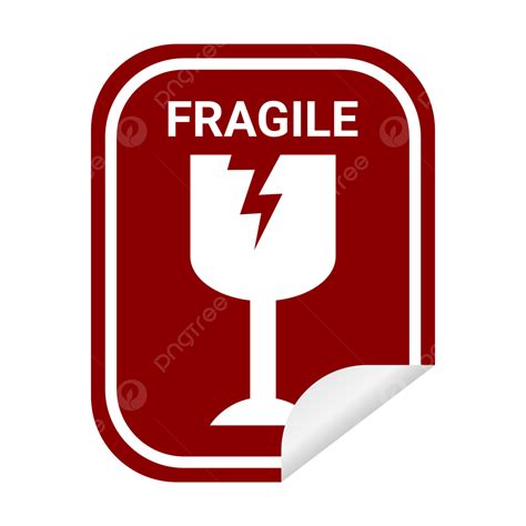 Fragile Packaging Symbol Red Sticker Vector Sticker Clipart Fragile Packaging Stickers Png