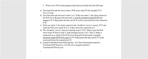 Solved 2 Write A Java Tcp Socket Program Client And