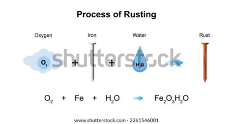 Scientific Designing Rusting Process Effect Oxygen Stock Vector