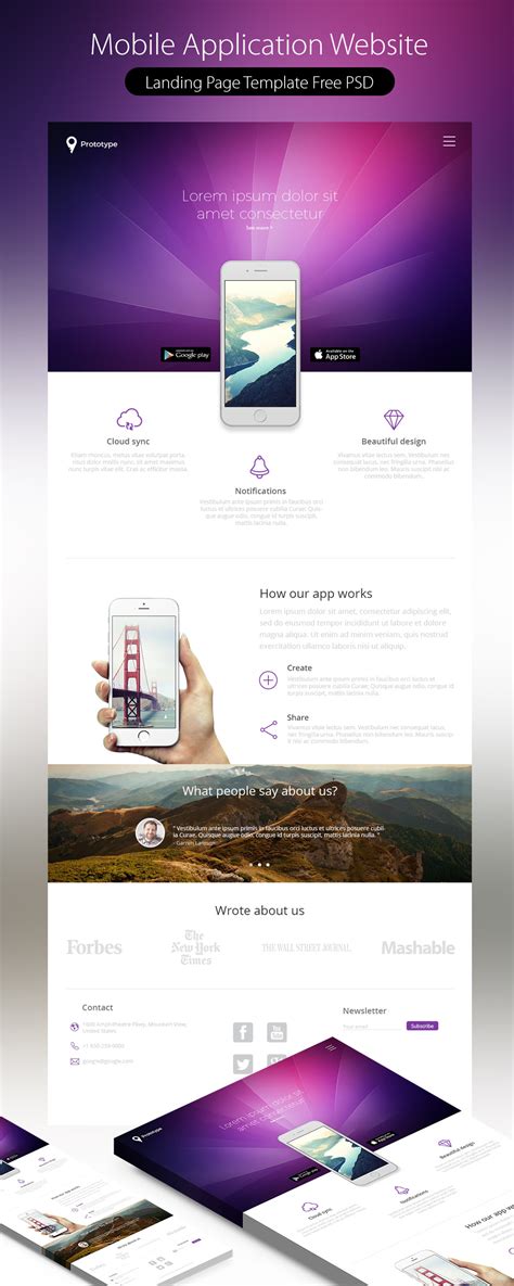 Mobile Application Landing Page Template Free Psd Download Psd