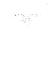 Exponential And Logarithmic Functions Unit Assignment Docx 1