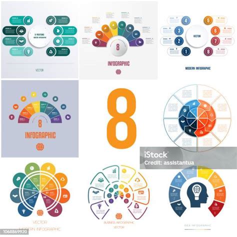 범용 템플릿 요소 8 위치 워크플로 배너 다이어그램 웹 디자인에 사용할 수에 대 한 인포 그래픽 개념 순환 과정 인포그래픽에 대한 스톡 벡터 아트 및 기타 이미지 Istock