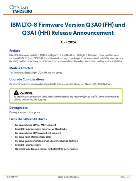 New Ibm Lto 8 Firmware Version Q3a0 Fh And Q3a1 Hh Release Notes Pdf Software