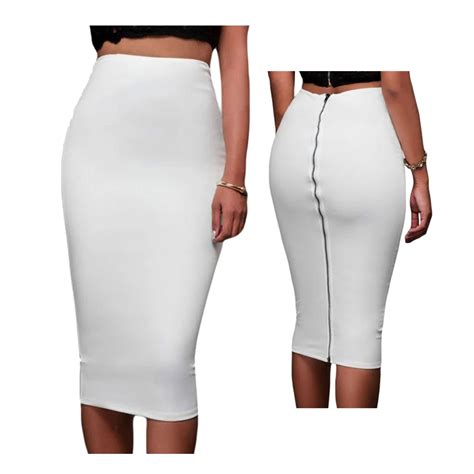 Fashion Sexy High Waist Slim Skirts Women Bodycon Pencil Skirt Back