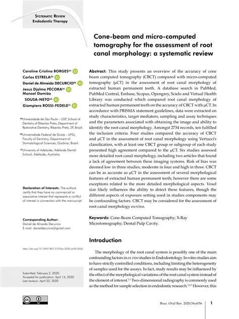 Pdf Cone Beam And Micro Computed Tomography For The Assessment Of Root Canal Morphology A