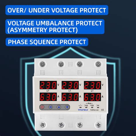 Three Phase Voltage Current Relay Protector 100a 63a 60a 220vover Under