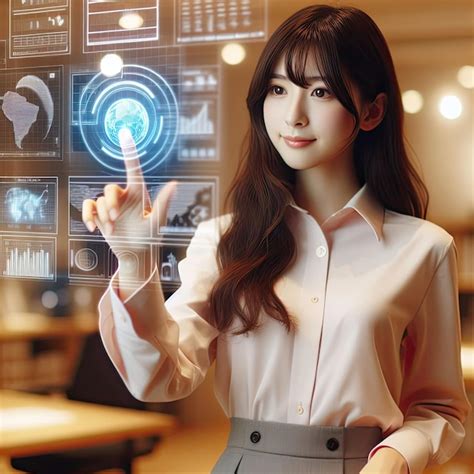 Premium Photo Interacting With Futuristic Holographic Interface With