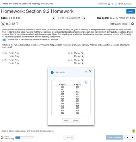 Solved The Test Statistic T Is Round To Two Decimal Chegg
