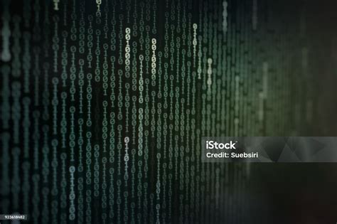 Binary Text Coding Background Moving Vertically On Dark Blue Green