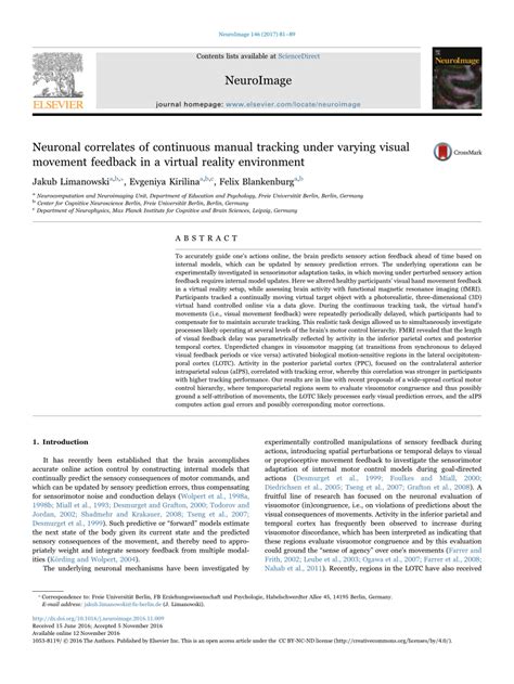 Pdf Neuronal Correlates Of Continuous Manual Tracking Under Varying
