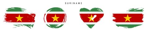 수리남 손으로 그린 그런 지 스타일 플래그 아이콘 세트입니다 무료 브러시 스트로크 플랫 벡터 일러스트 레이 션 흰색 절연 0명에 대한 스톡 벡터 아트 및 기타 이미지