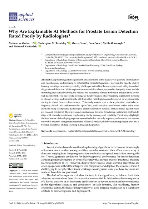 Pdf Why Are Explainable Ai Methods For Prostate Lesion Detection Rated Poorly By Radiologists