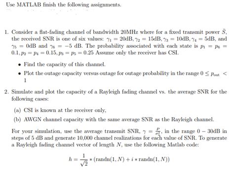 Solved Use MATLAB Finish The Following Assignments Chegg
