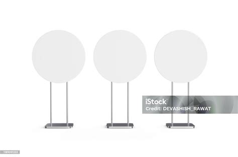 빈 간판 스탠드 둥근 정보 보드 모의 스탠드 고립 된 흰색 배경 3d 그림 키오스크에 대한 스톡 사진 및 기타 이미지 키오스크 박람회 형판 Istock