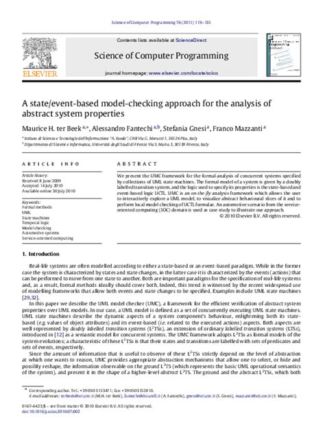 Pdf A Stateevent Based Model Checking Approach For The Analysis Of