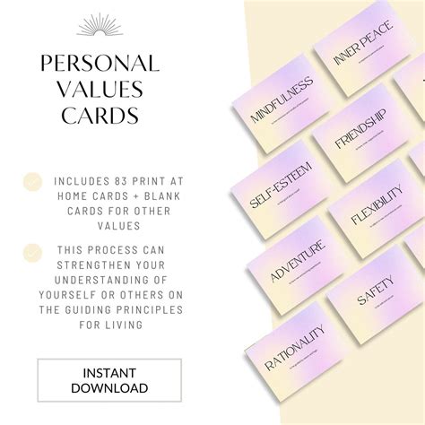 Core Values Cards Exercise ACT NEW DESIGNS Align On Values Values Print At Home Etsy