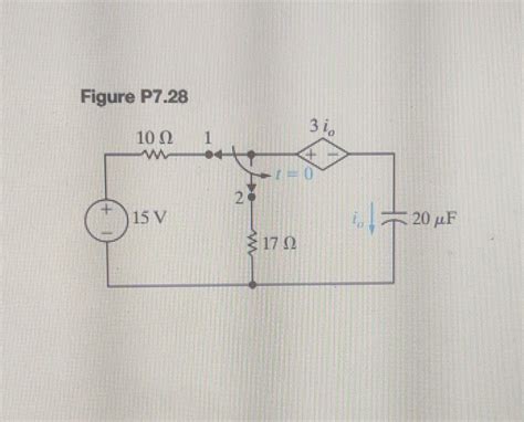 solved 7 28 the switch in the circuit in fig p7 28 has been