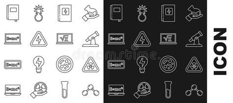 Set Line Molecule Triangle With Radiation Telescope Electrical Panel High Voltage Equation