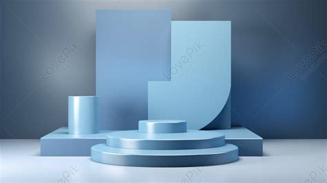 은색 금속 액센트가 있는 부드러운 파란색 기하학적 장면 우아한 3d 미니멀리스트 연단 디스플레이 리스 배경 연단 배경 우아 배경 이미지 Hd 리스 연단 우아