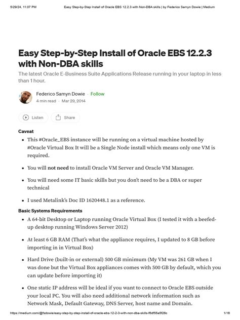 Easy Step By Step Install Of Oracle Ebs 1223 With Non Dba Skills By Federico Samyn Dowie