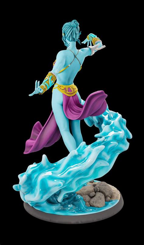 Neer Dnd Water Genasi Sorceress Wizard 3d Resin Printed Pin Up Miniature 32mm 75mm 100mm