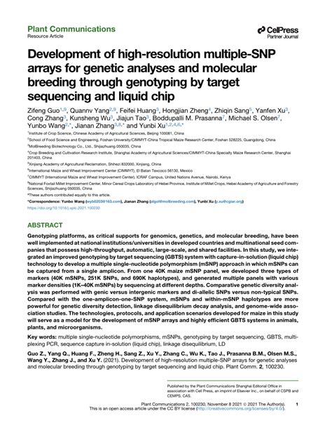 Pdf Development Of High Resolution Multiple Snp Arrays For Genetic