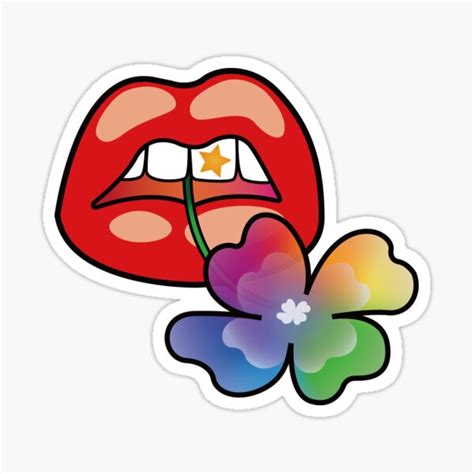 Runaway Steph Design Red Rainbow Clover Mouth Classic T Shirt Sticker