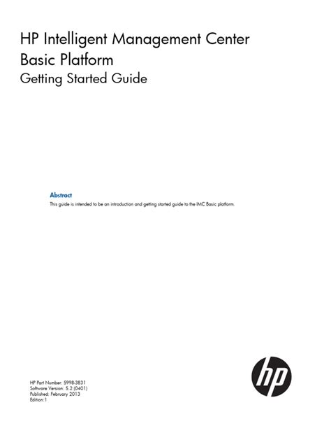 02 Hp Intelligent Management Center Imc Basic Platform Getting Started Guide C03673743 Pdf