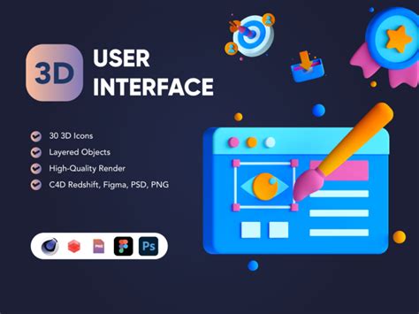 3d User Interface Icon Set Flat Icons