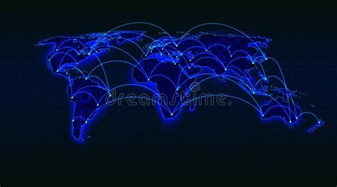 Abstract World Map From Digital Binary Code On A Dark Grid Background
