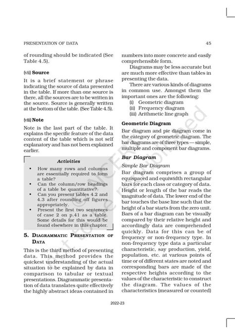 Ncert Book For Class 11 Economics Statistic Economics Chapter 4 Presentation Of Data