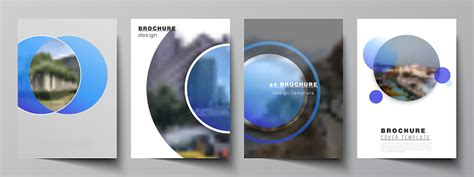 책자 잡지 전단지 소책자 연례 보고서에 대 한 A4 형식 현대 커버 모의 광고 디자인 서식 파일의 벡터 레이아웃 원과 둥근 모양 창조적 인 현대 파란색 배경 A4 용지에