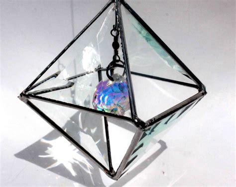 3d Beveled Stained Glass Orb Tetrahedron Sun Catcher Sacred Etsy
