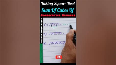 Taking Squre Root Sum Of Cube Of Consecutivenumbers Shorttrick Shortfeed Ytshort Maths Squre