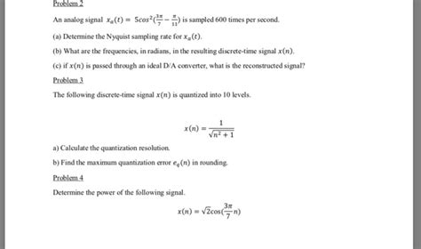 solved problem 2 an analog signal xa t 5cos2 t is