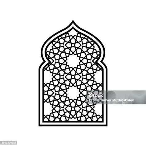 인쇄와 장식을 위한 실루엣 스타일의 돔형 새겨진 동양 창 벡터 그림 0명에 대한 스톡 벡터 아트 및 기타 이미지 0명 검은색 궁전 Istock