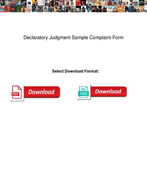 Fillable Online Declaratory Judgment Sample Complaint Form Declaratory