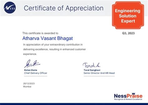 Atharva Bhagat On Linkedin Grateful To Be Recognised For A Quarterly