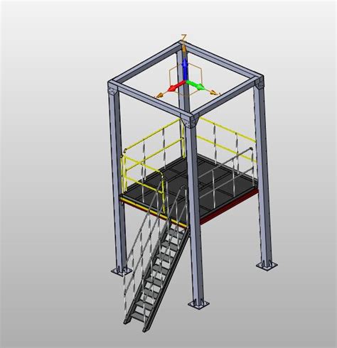二层爬梯作业钢平台 Step 模型图纸下载 懒石网