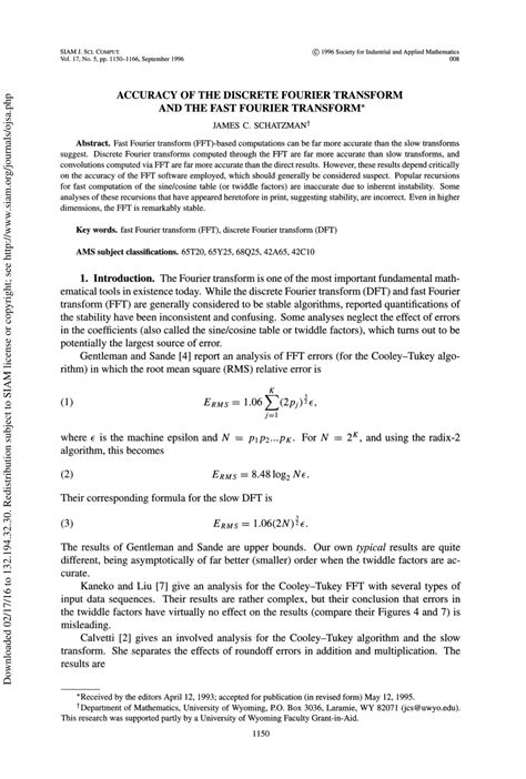 pdf accuracy of the discrete fourier transform and the fast fourier transform