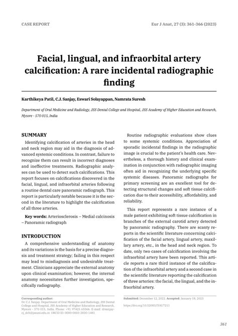 Pdf Facial Lingual And Infraorbital Artery Calcification A Rare
